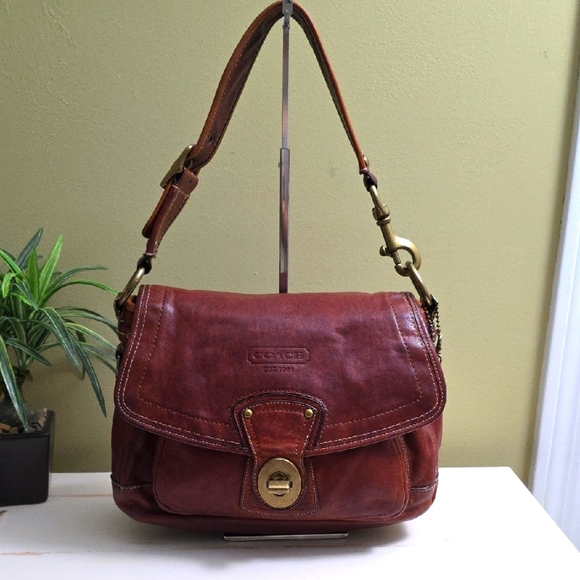 Coach | Bags | Coach Legacy Turnlock Whiskey Leather Flap Shoulder Bag ...